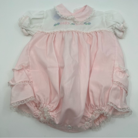 Vintage | One Pieces | Vintage Toddle Tyke Baby Girl Embroidery Flower ...